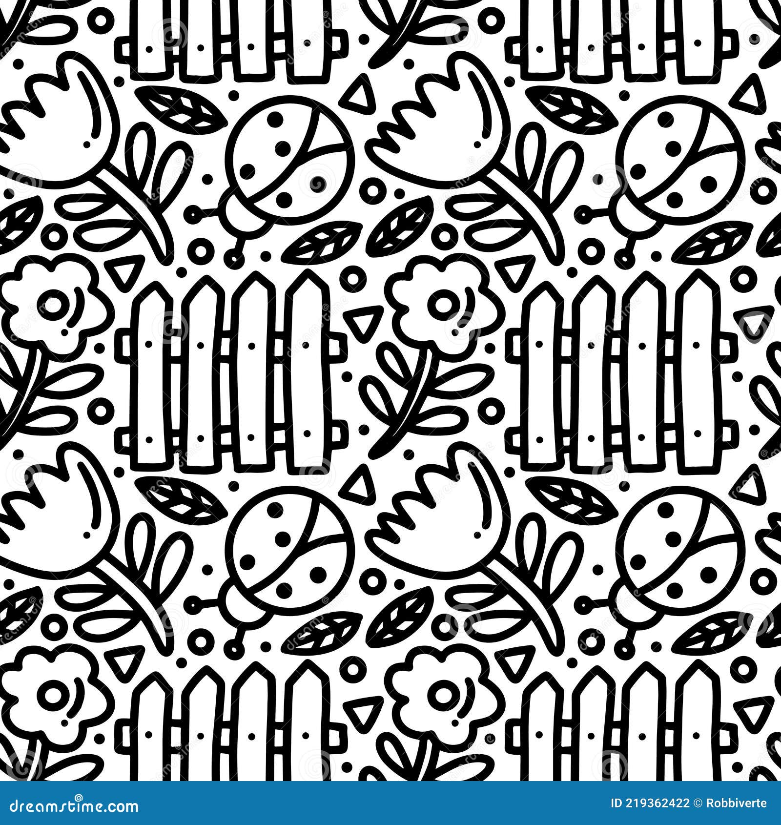 Pattern of garden doodle stock vector. Illustration of hand - 219362422