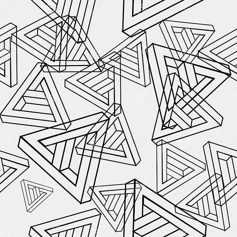 Pattern Geometric Seamless Simple Monochrome Minimalistic Pattern of Impossible Shapes ...