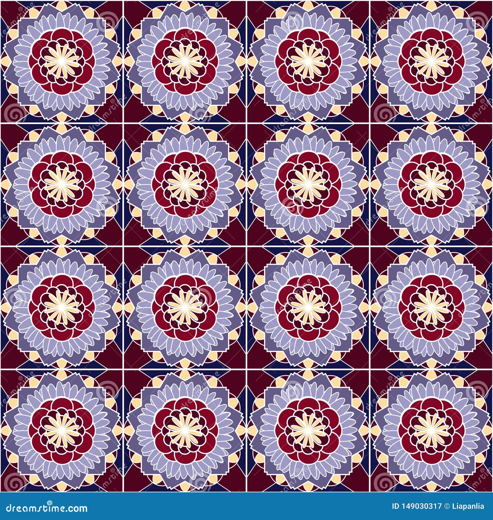 Pattern with Geometric Shapes and Floral Elements Stock Vector ...