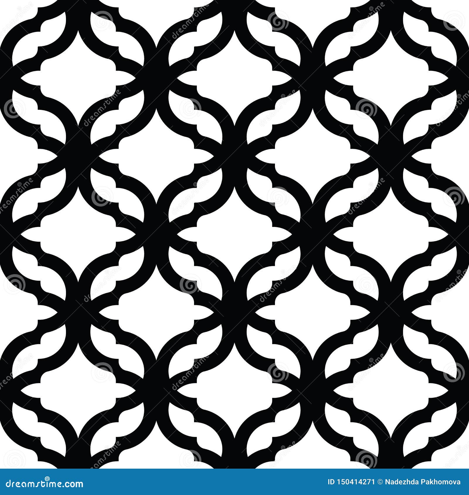 Geometric Trellis Pattern. Black And White Seamless Background. Screen ...