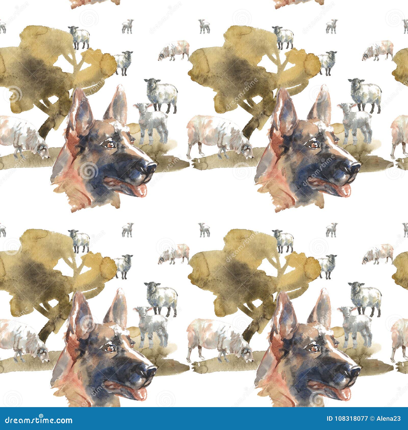 Pattern - German Shepherd Dog Stock Illustration - Illustration of ...