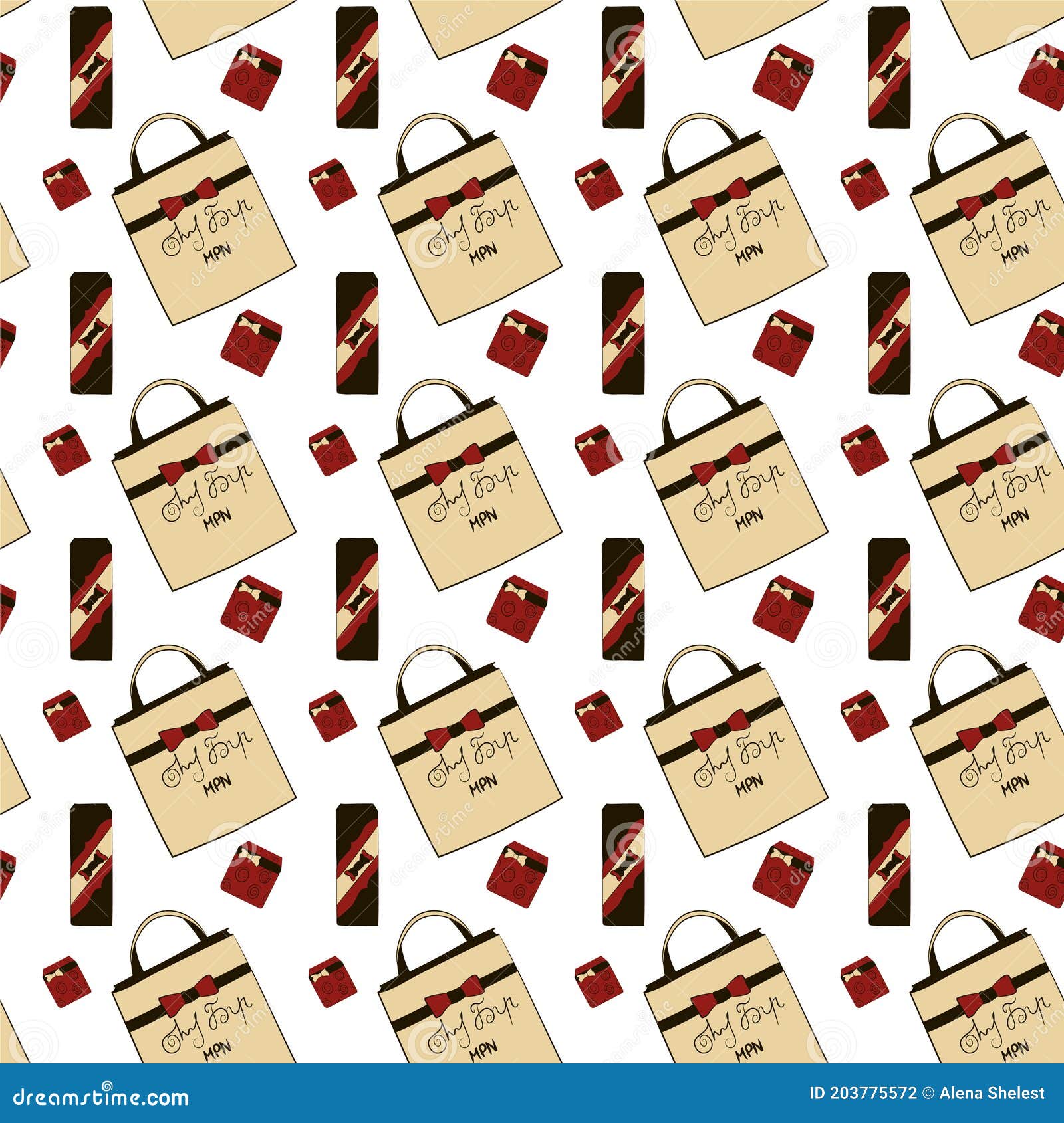 Pattern with Gift Boxes, Packages on a White Background. Vector Stock ...