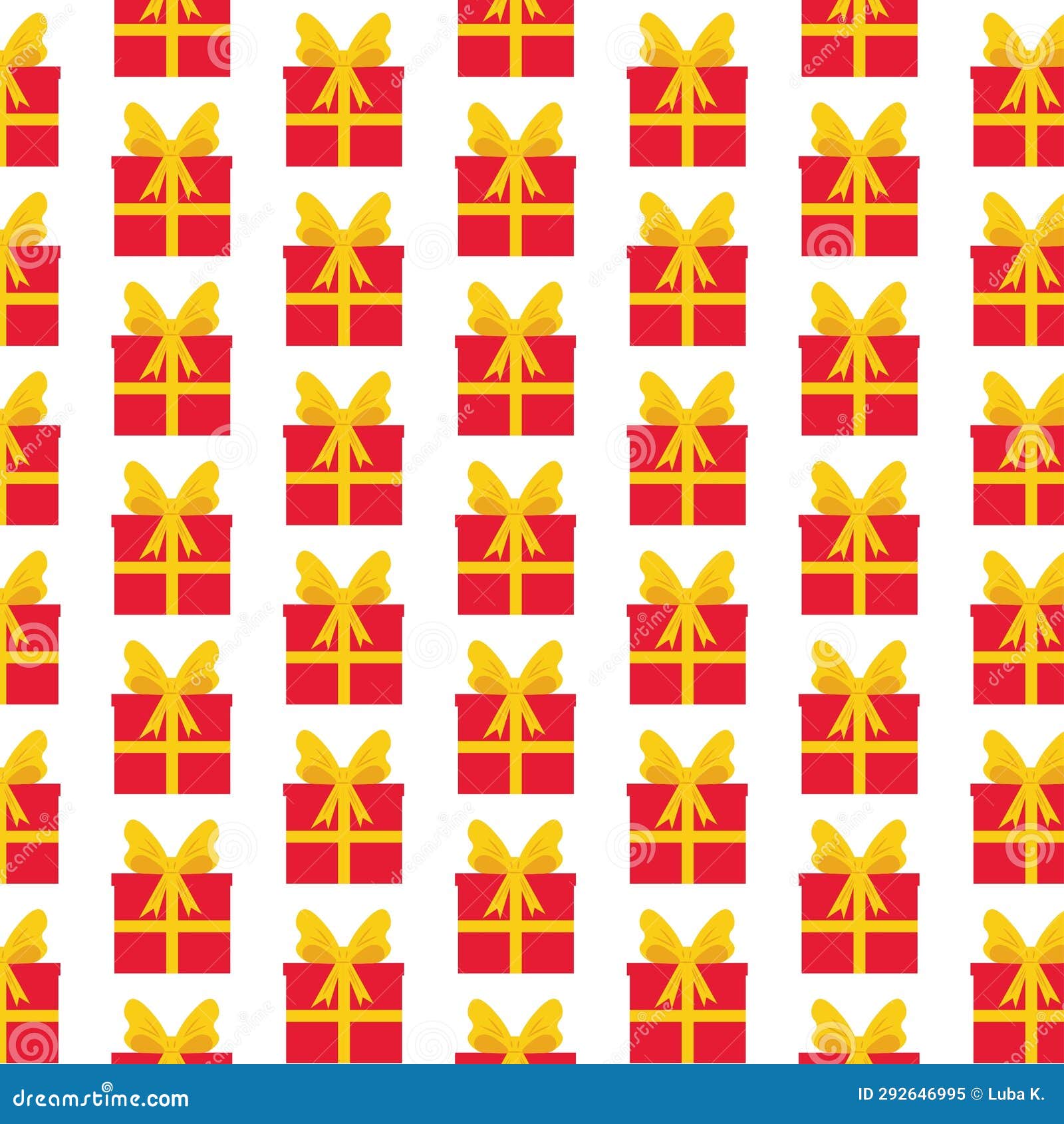 Pattern Gift Red Box with Gold Ribbon and Bow Stock Illustration ...