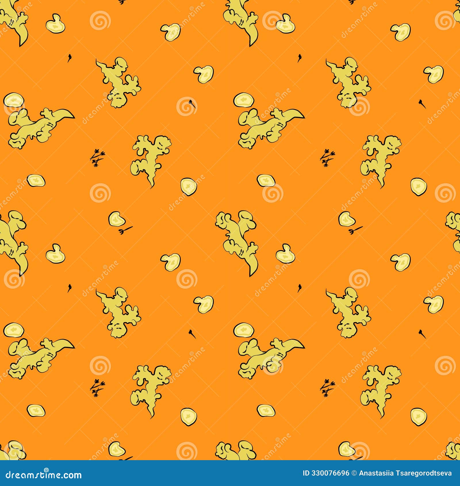 Pattern with Ginger, Ginger Pieces and Cloves. Stock Illustration ...