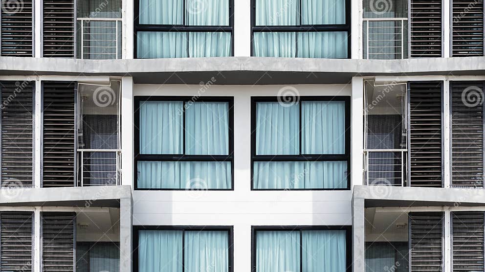 Pattern Glass Window on Modern White Building Stock Image - Image of ...