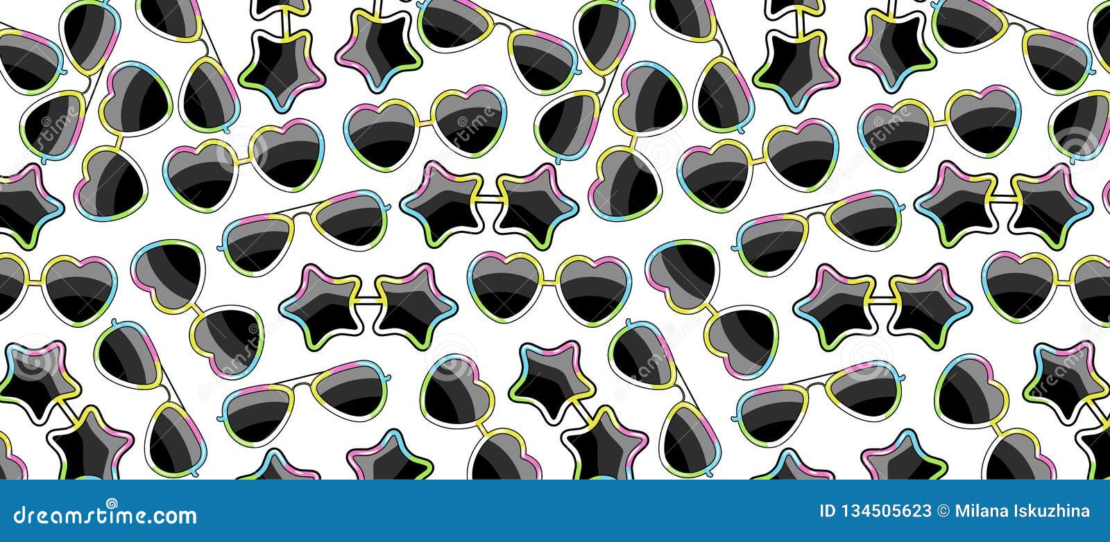 Pattern with Glasses with a Frame of Different Shapes of the Color ...