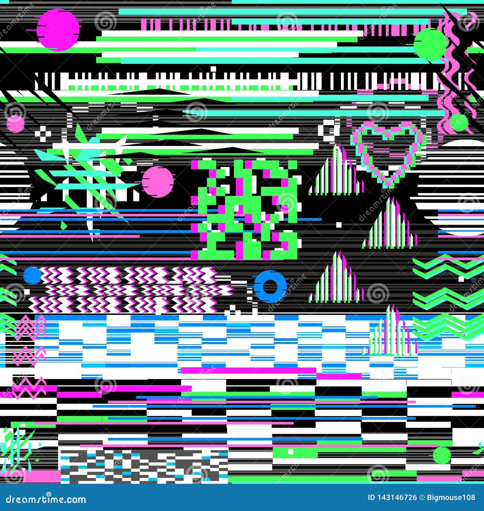 Pattern Glitch Design on a Black Background Card. Vector Stock Vector ...