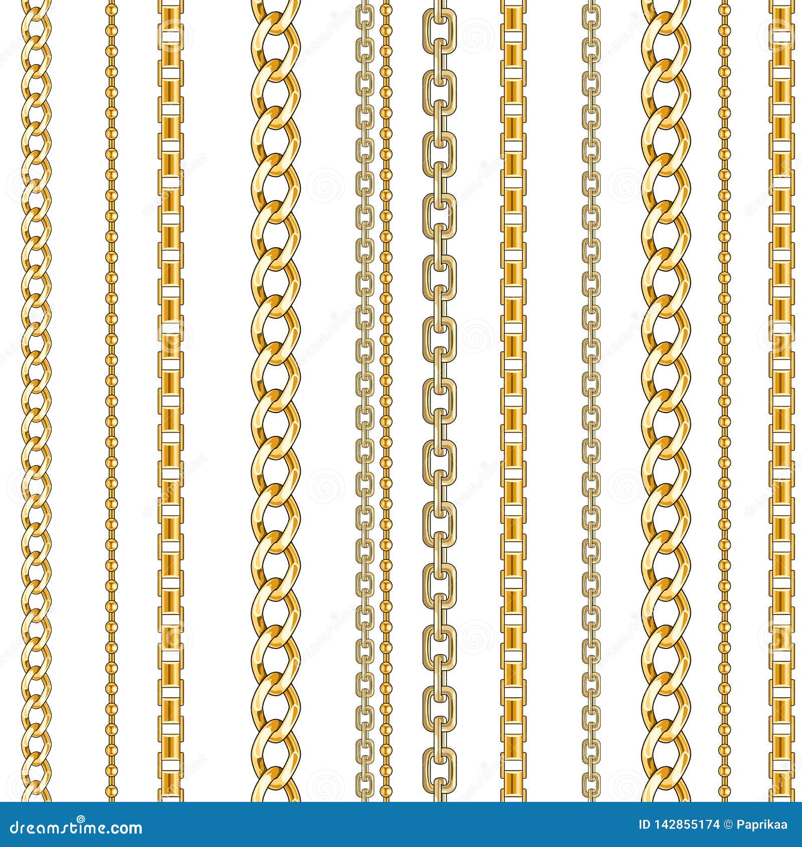 Pattern With Gold Chain Isolated Stock Vector Illustration Of Repeat