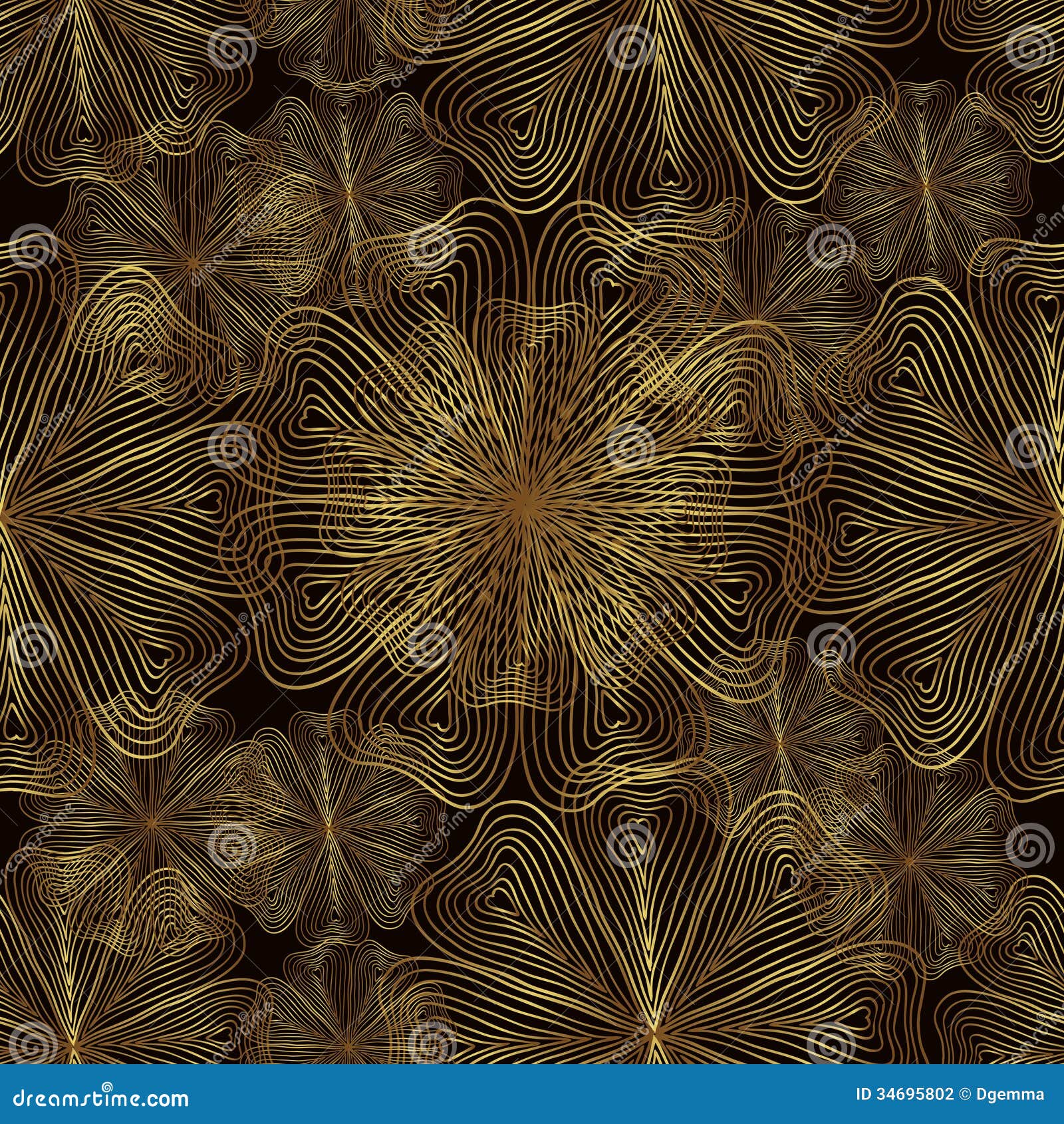 Pattern of golden flowers stock vector. Illustration of decorative ...