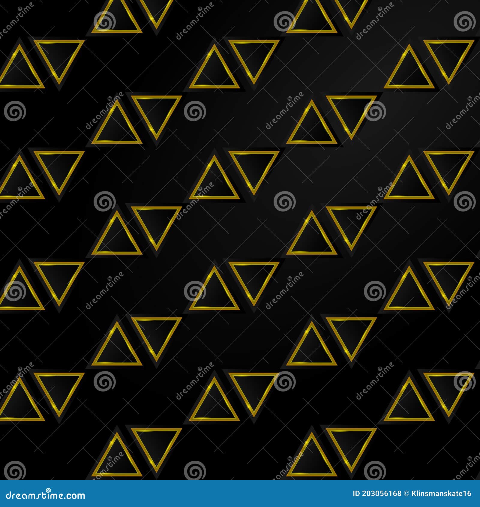 Pattern Golden Triangle Design on Black Background Stock Illustration ...