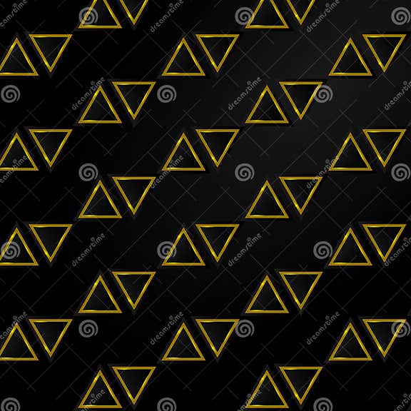 Pattern Golden Triangle Design on Black Background Stock Illustration ...