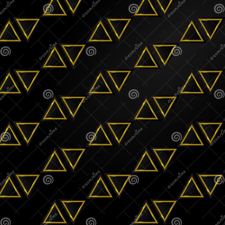 Pattern Golden Triangle Design on Black Background Stock Illustration ...