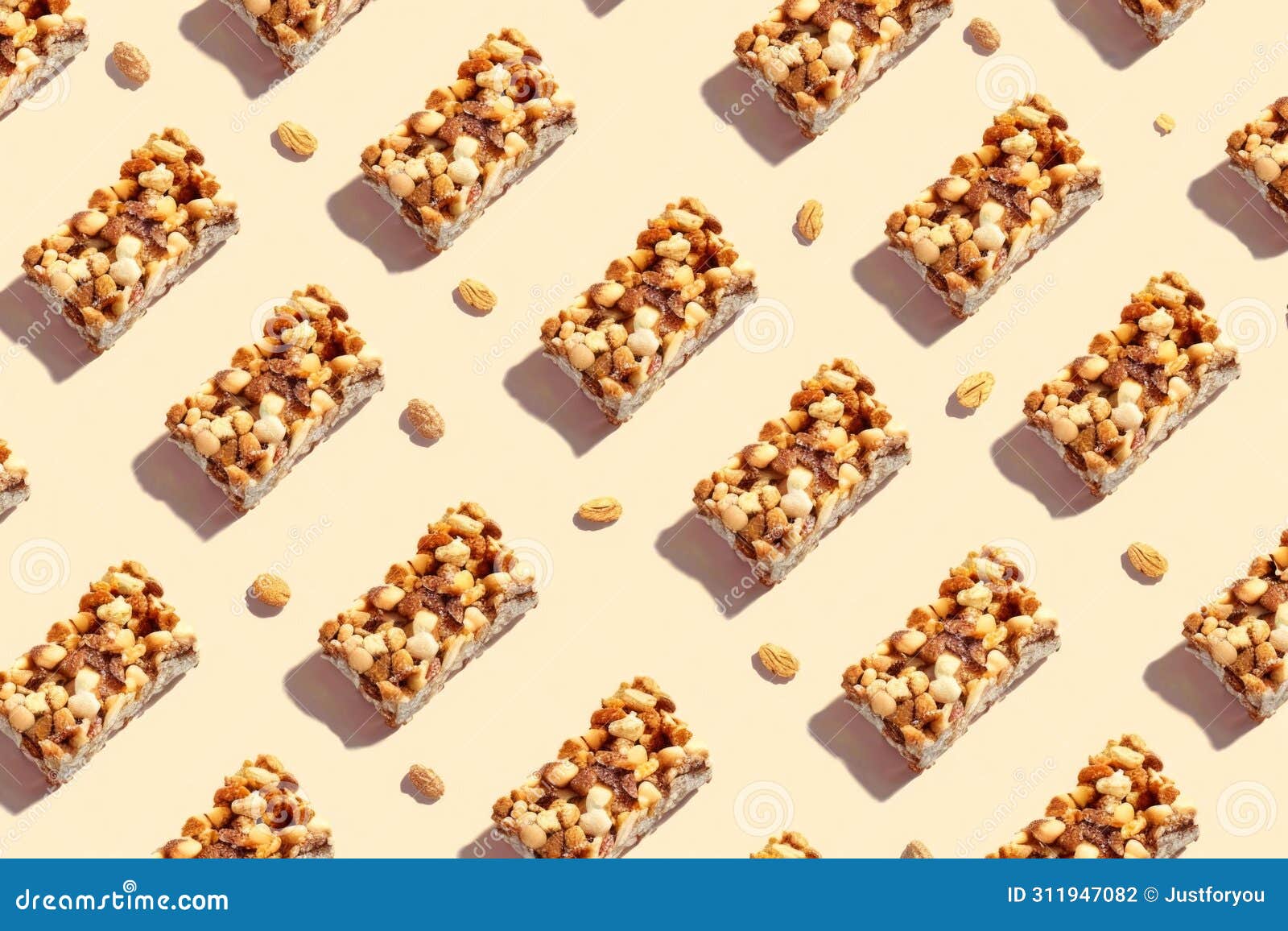 Pattern of Granola Bars on a Colored Background. Generative Ai Stock ...
