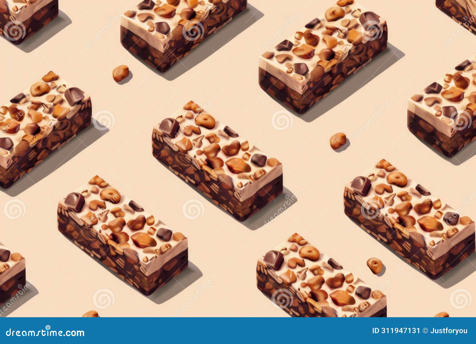 Pattern of Granola Bars on a Colored Background. Generative Ai Stock ...