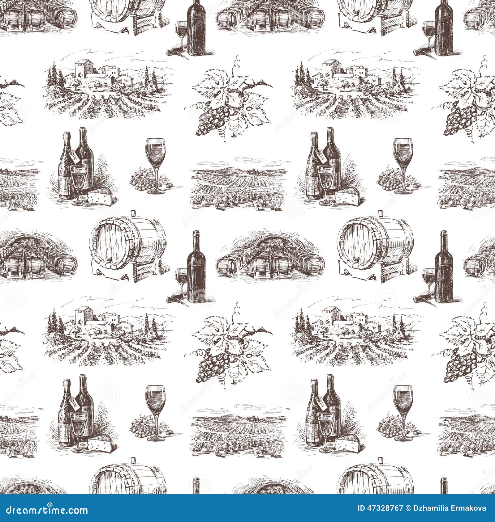Pattern of grape wine stock vector. Illustration of agriculture - 47328767