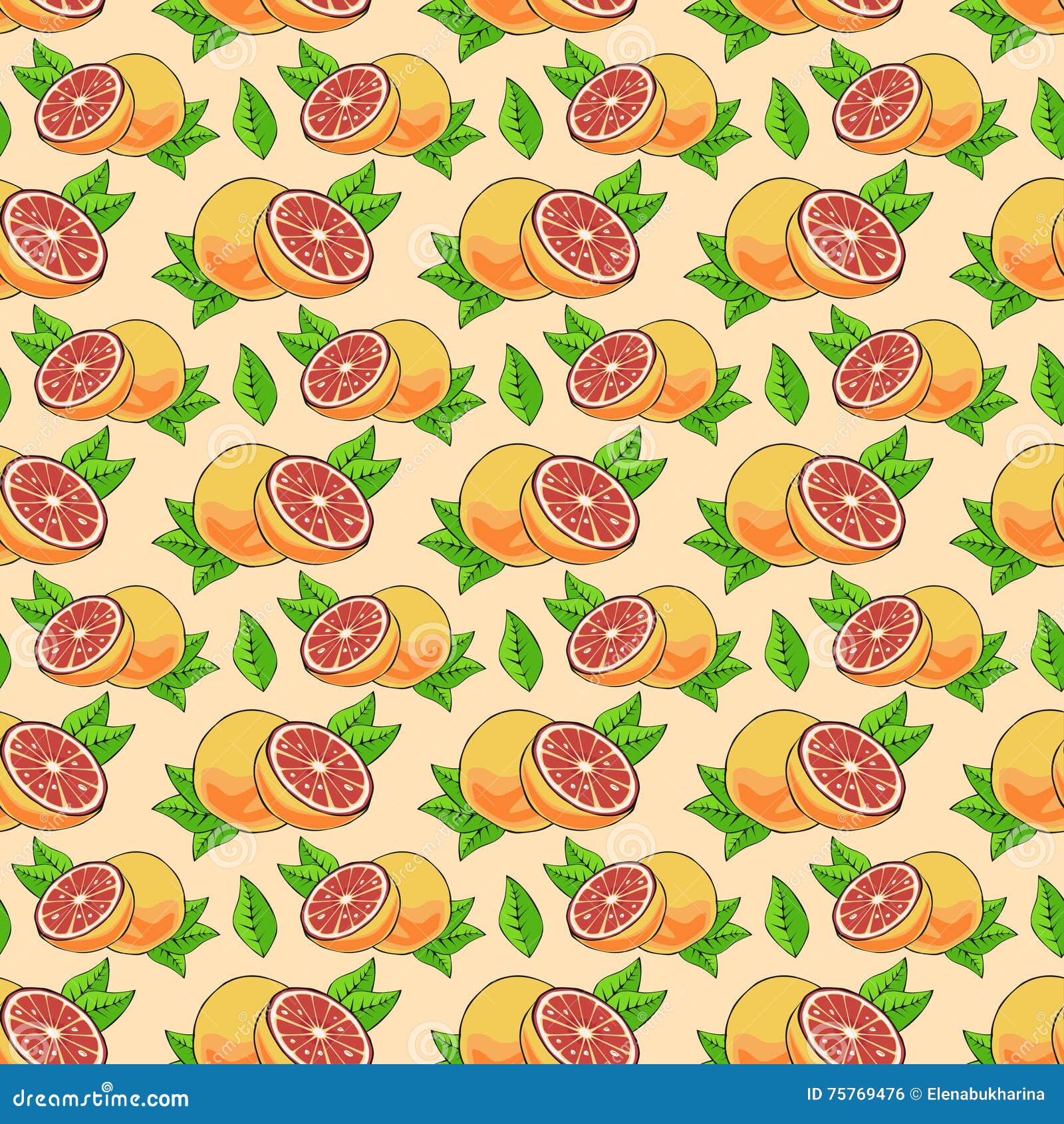 The pattern of grapefruit. stock vector. Illustration of vector - 75769476