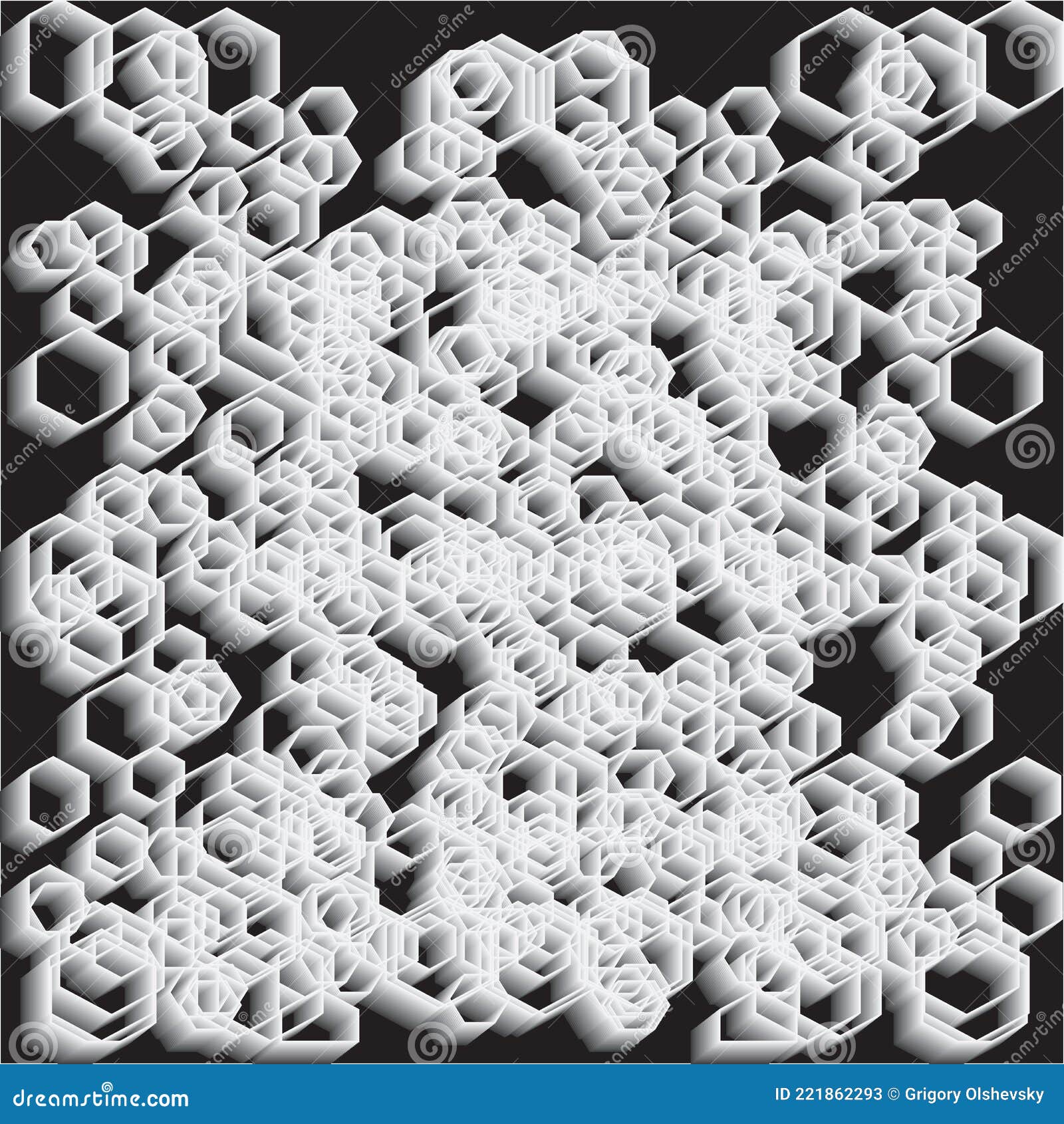 Pattern of Gray Hexagons on Black Background Stock Vector ...