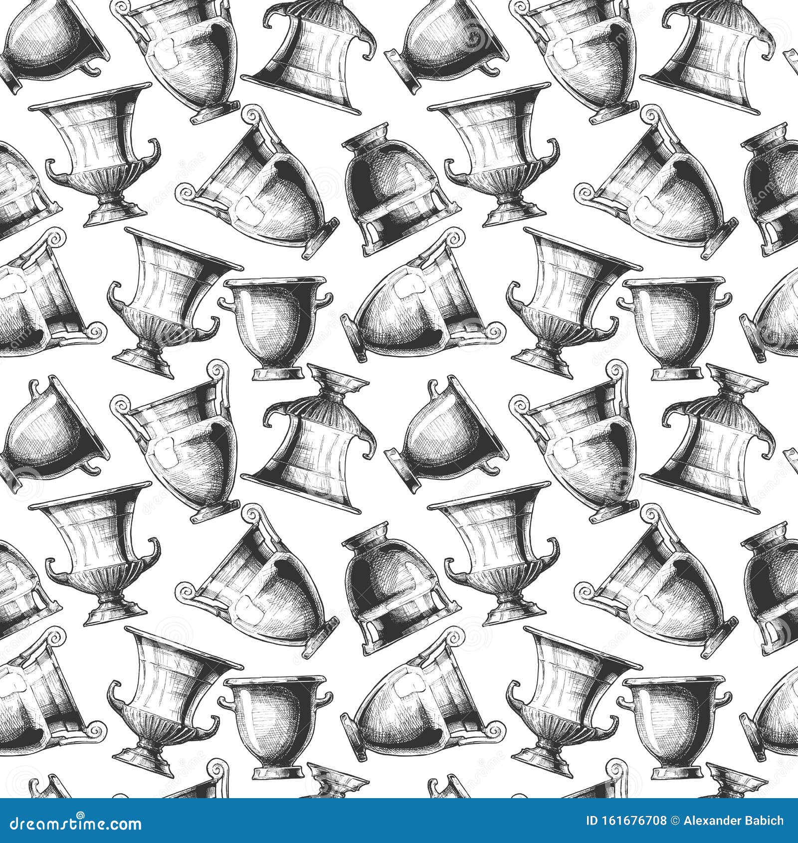 Pattern with greek vases stock vector. Illustration of antique - 161676708