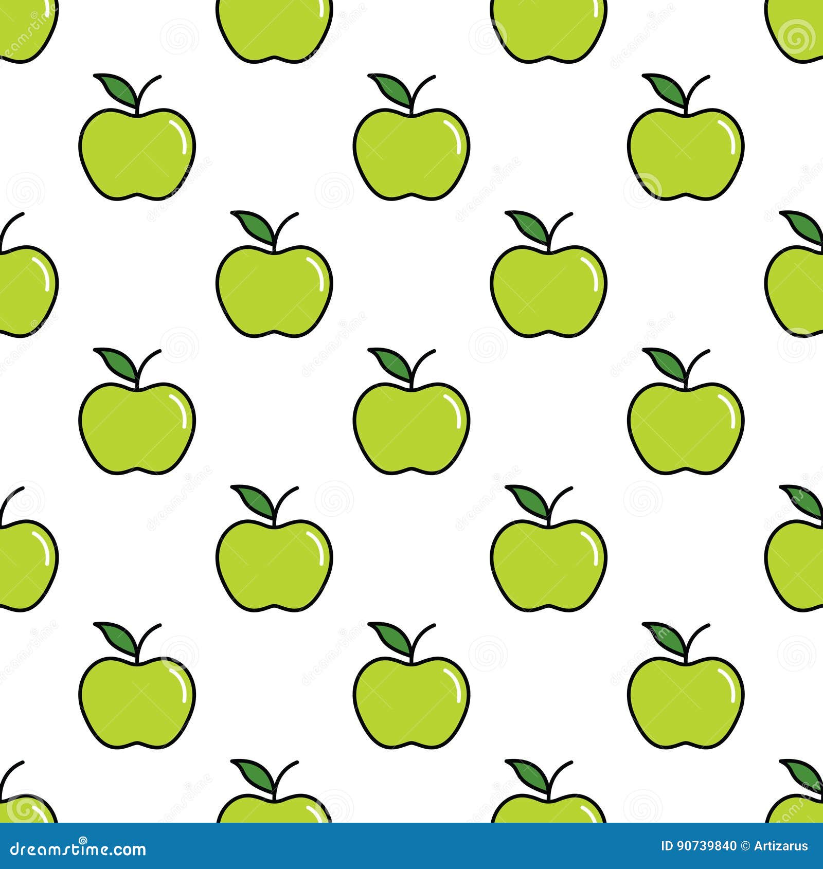 Pattern with green apples stock vector. Illustration of print - 90739840