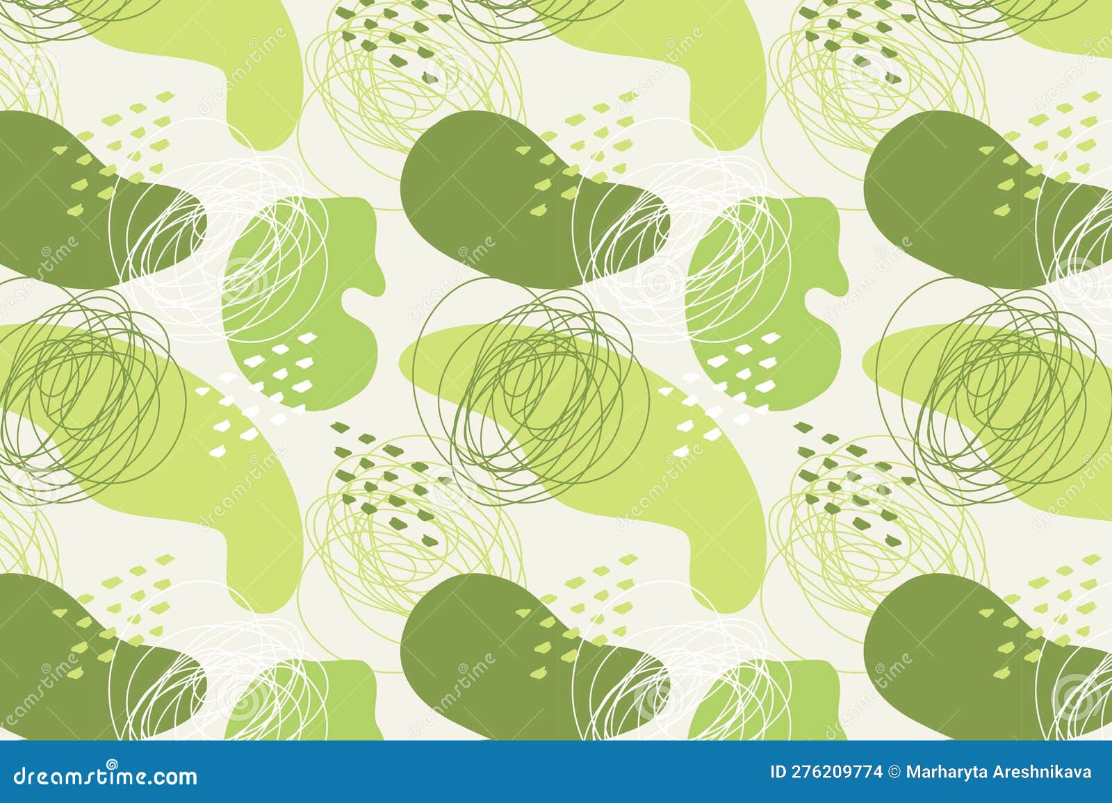 Pattern Green Bio Eco Abstract Boho Style, Doodle Drawn. Stock Vector ...