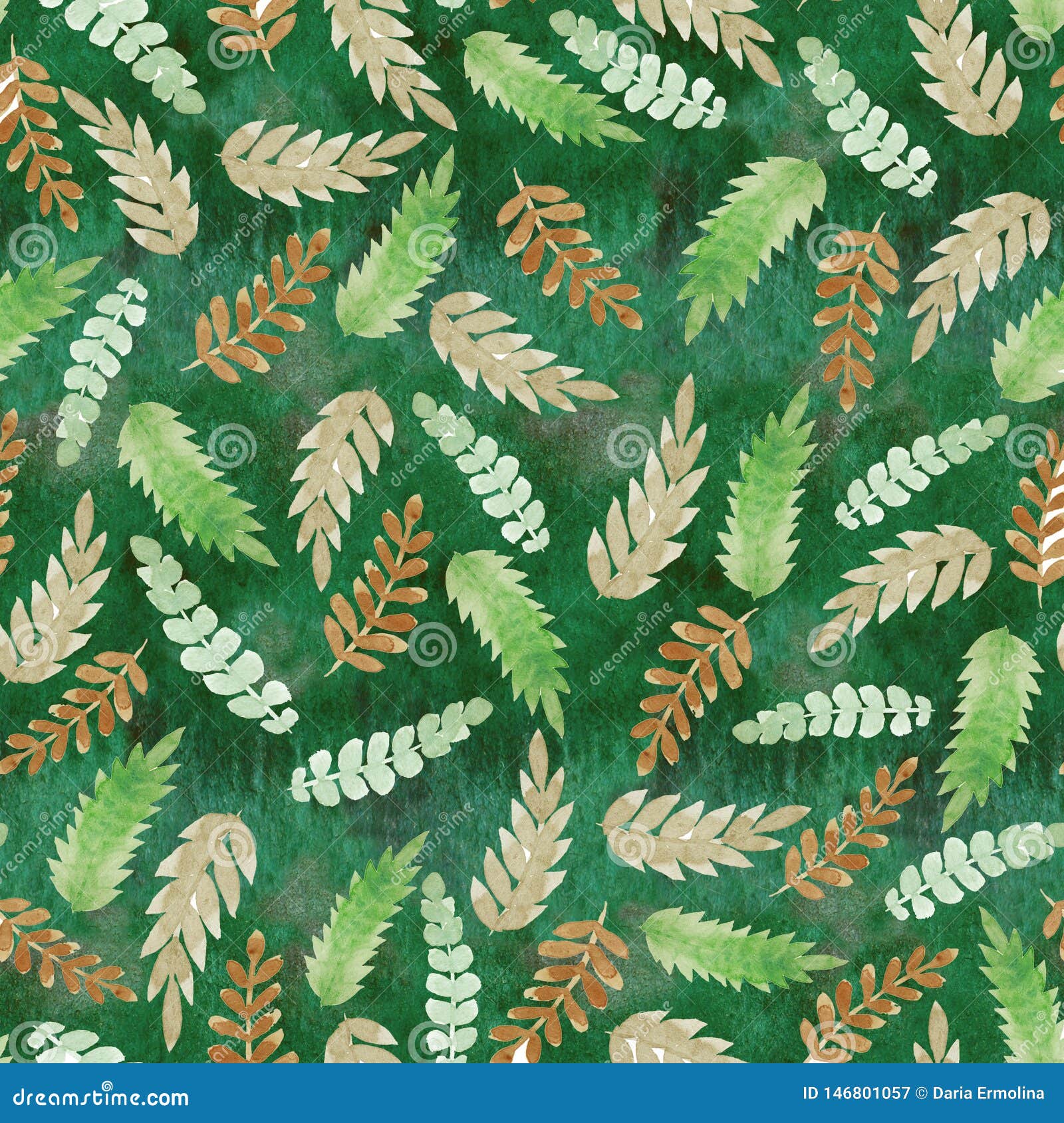 Green pattern with leaves stock illustration. Illustration of ...