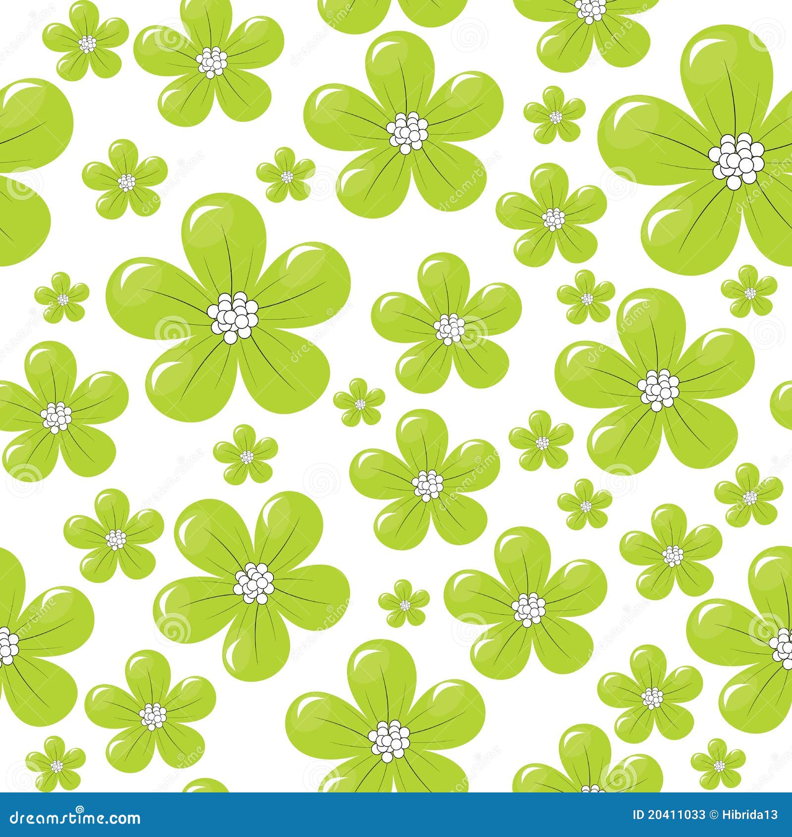 Pattern with green flowers stock vector. Illustration of delicate ...