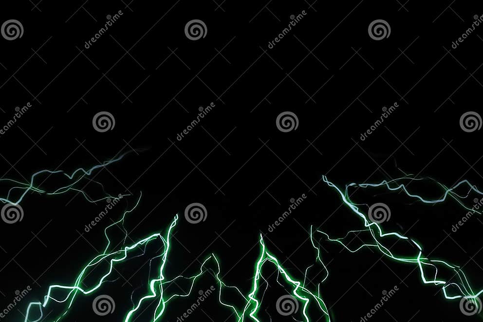 Pattern of Green Glowing Lightning Discharges. Blurred Image Stock ...