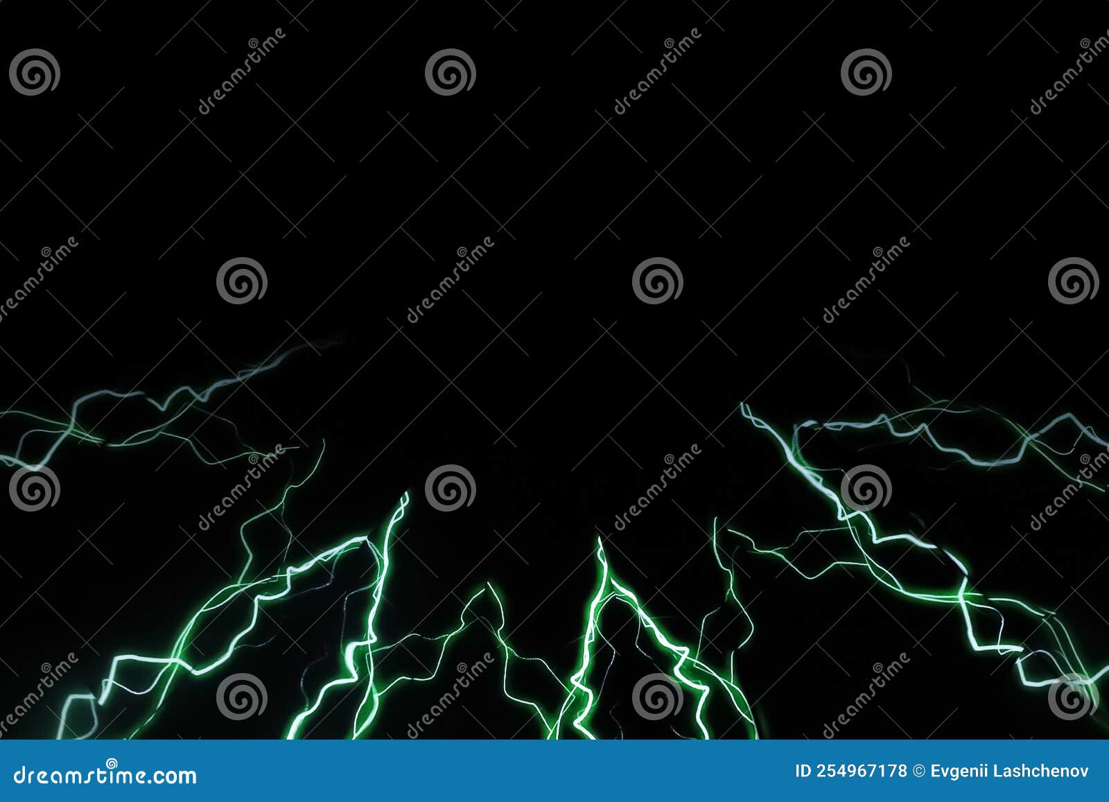 Pattern of Green Glowing Lightning Discharges. Blurred Image Stock ...
