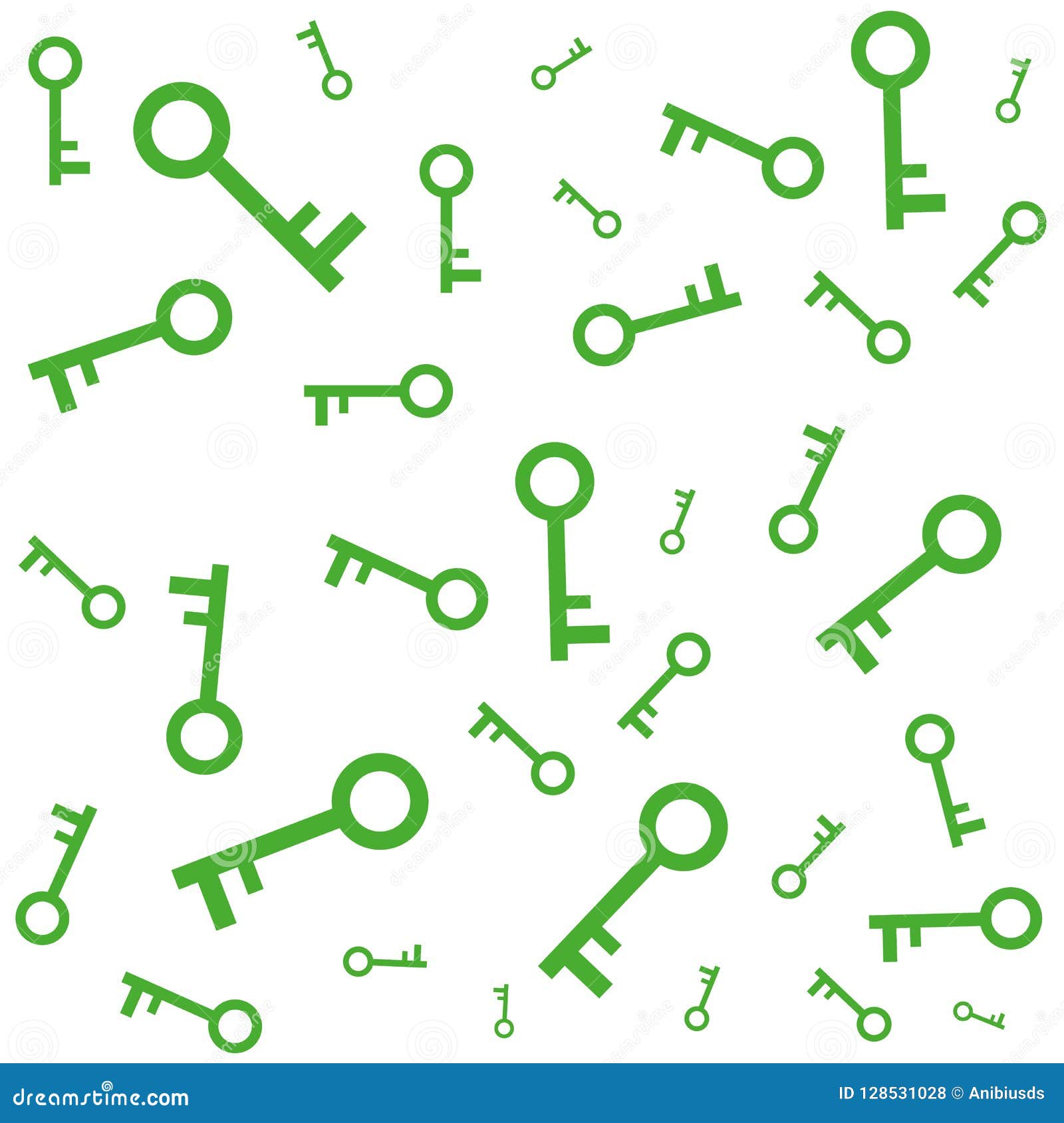 Pattern of Green Keys without a Lock Stock Vector - Illustration of ...
