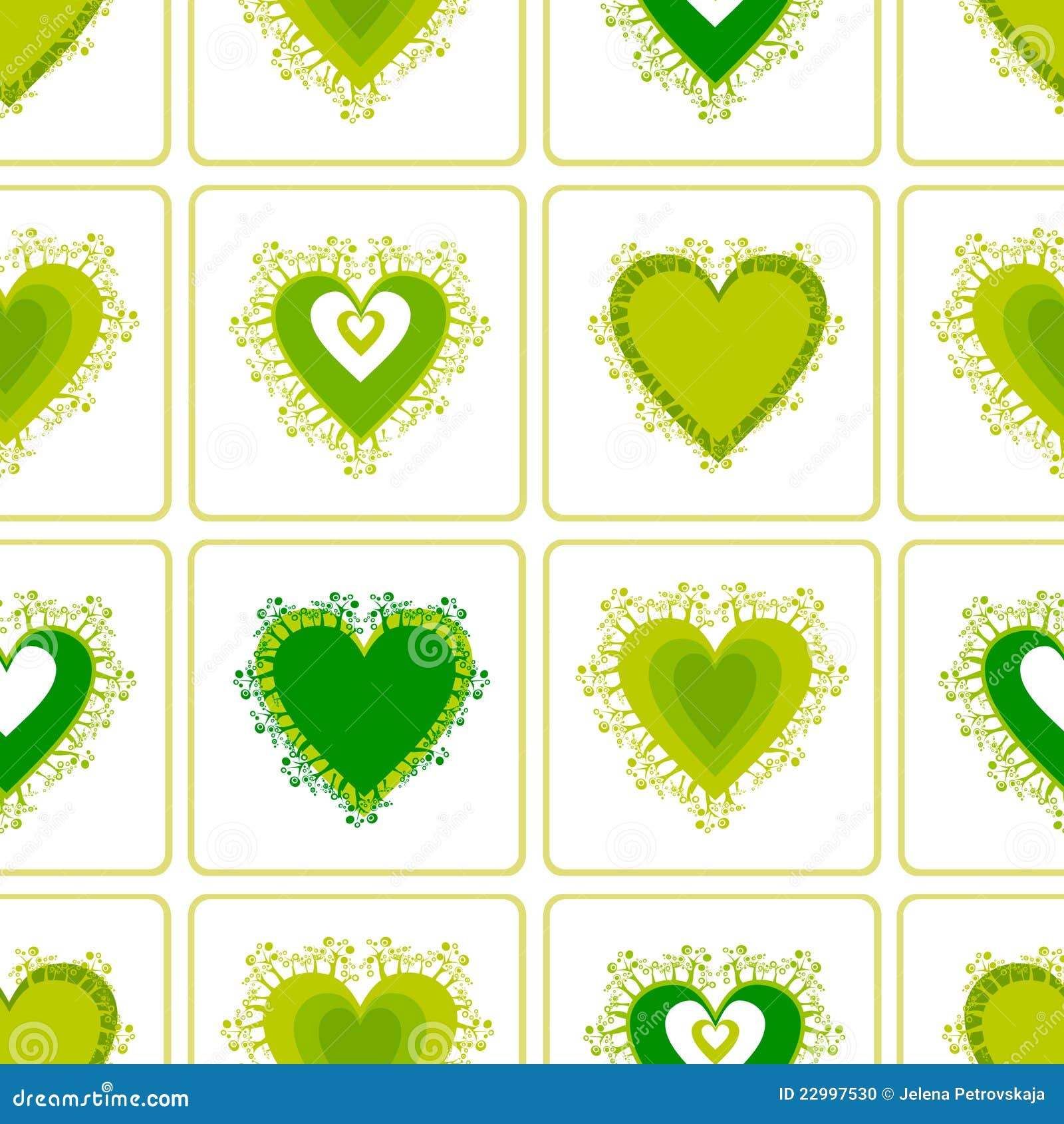 Pattern with Green Spring Hearts, . Stock Illustration - Illustration ...