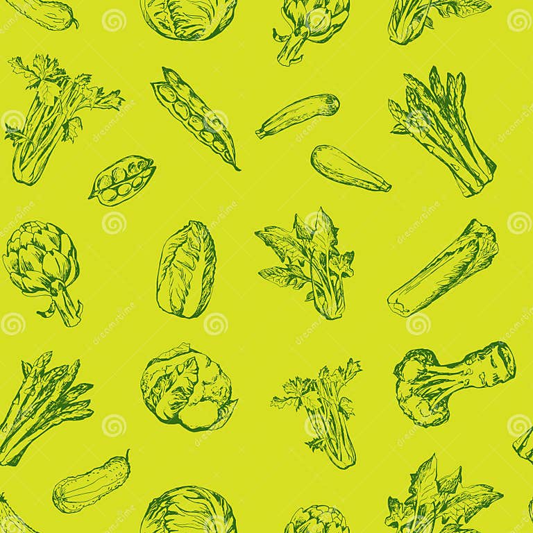 Pattern with Green Vegetables Stock Vector - Illustration of celery ...