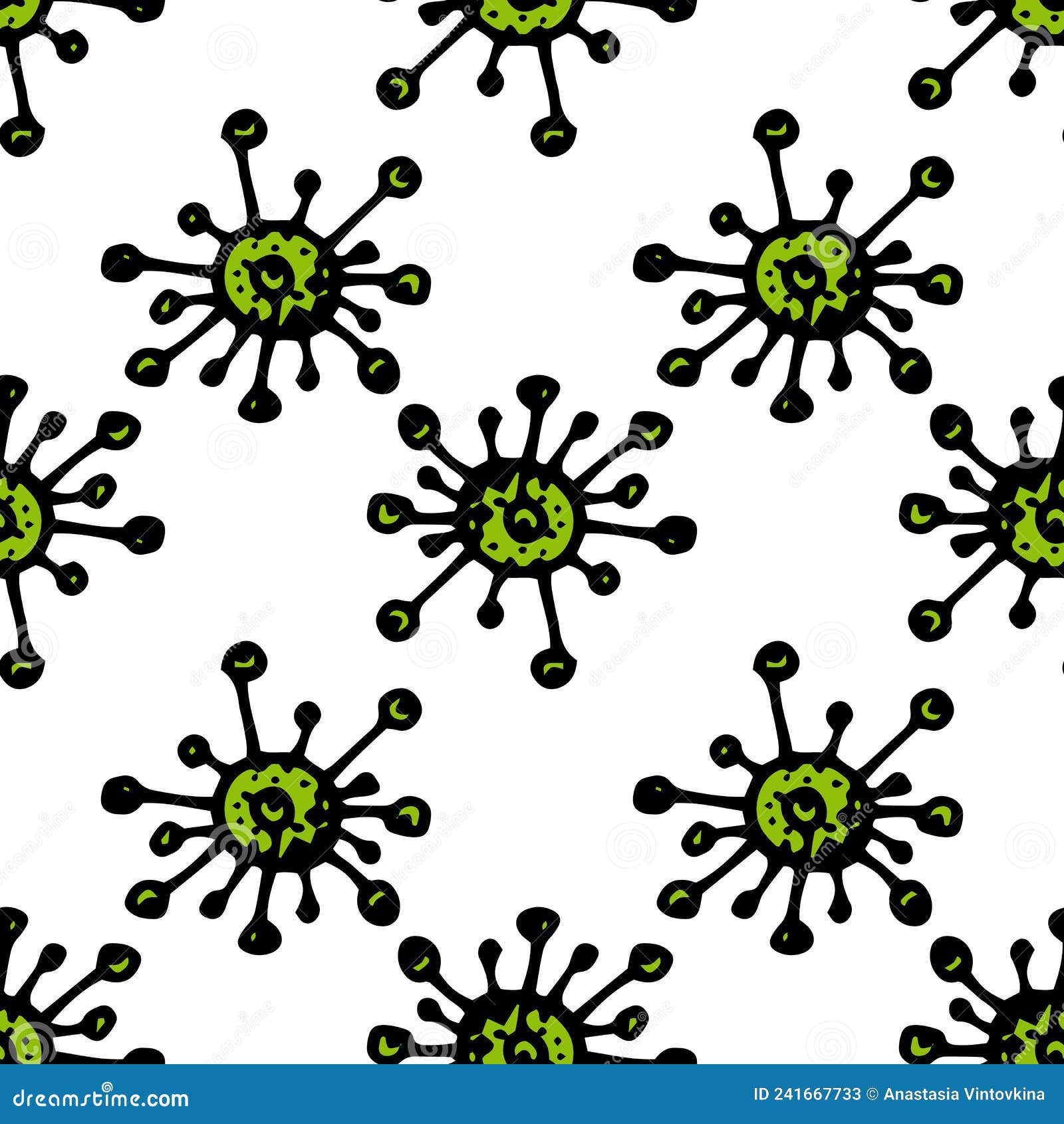 A Pattern from the Green Virus. a Hand-drawn Round-shaped Microbe with ...