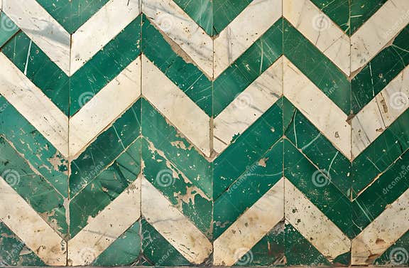 Marrakech Green and White Chevron Tile Floor Stock Illustration ...