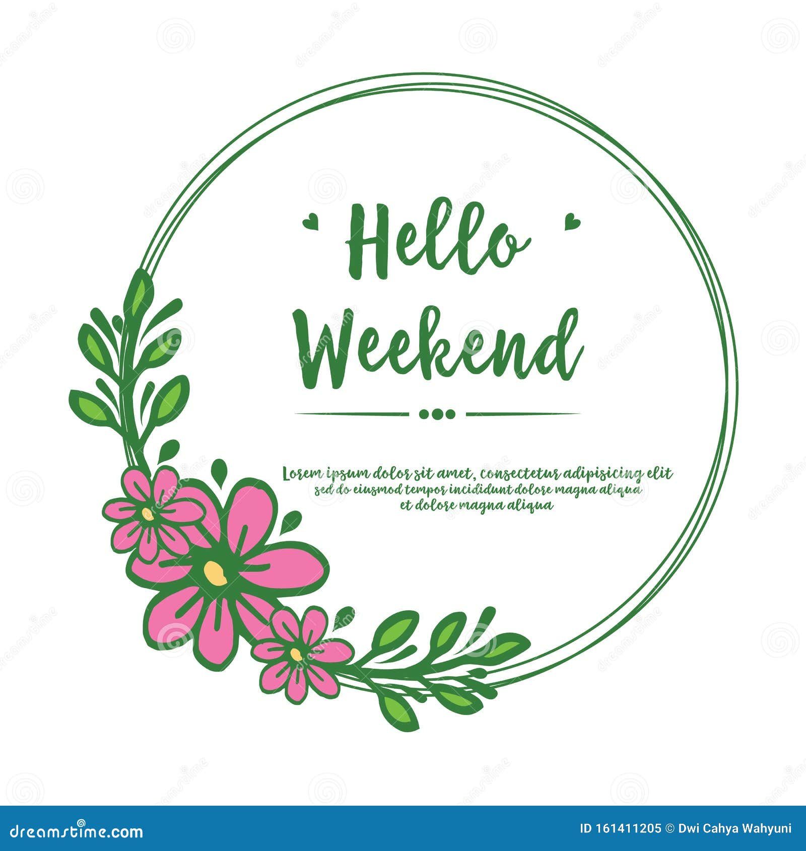 Pattern of Greeting Card Hello Weekend, with Texture Style of Pink ...