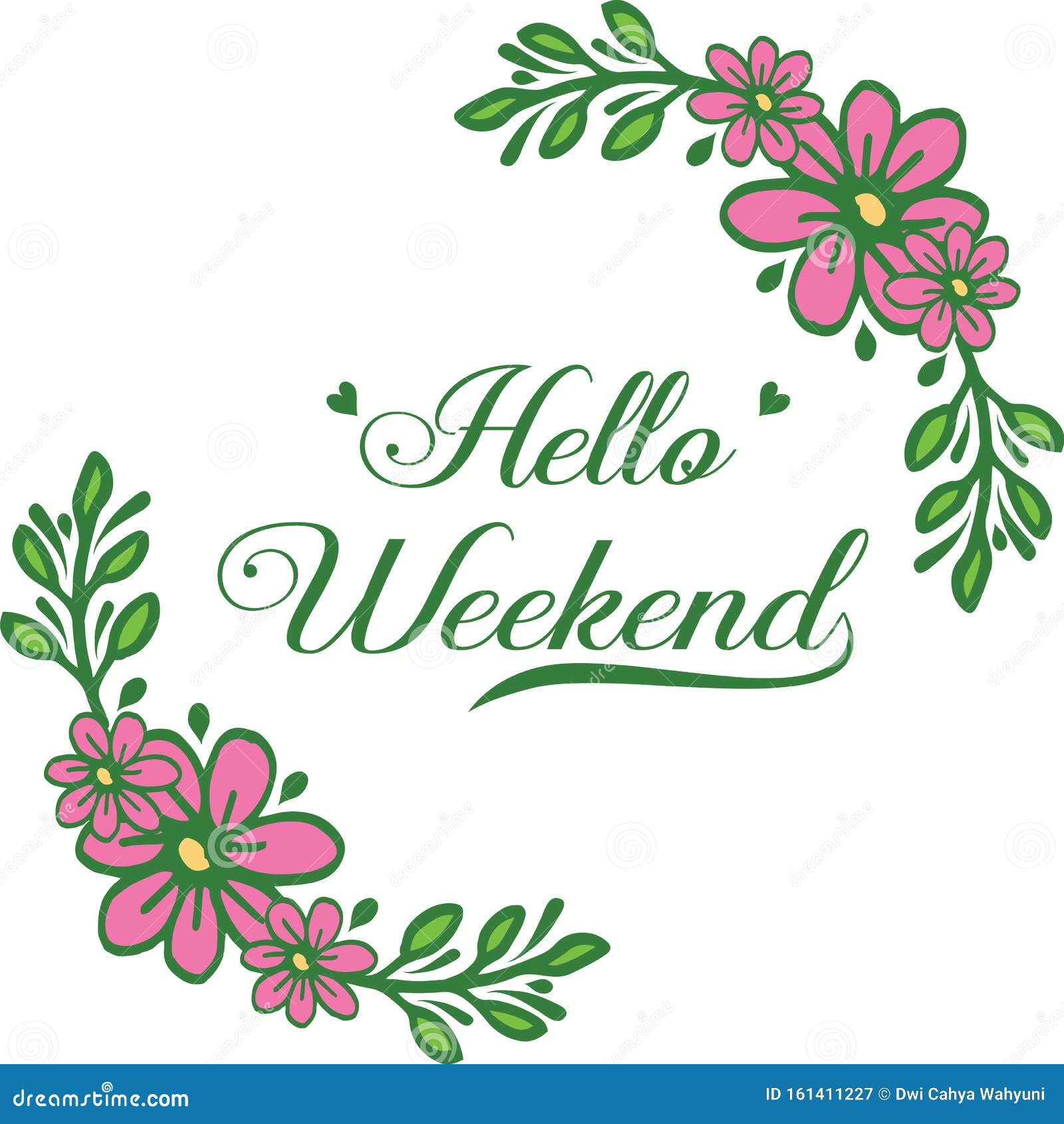 Pattern of Greeting Card Hello Weekend, with Texture Style of Pink ...
