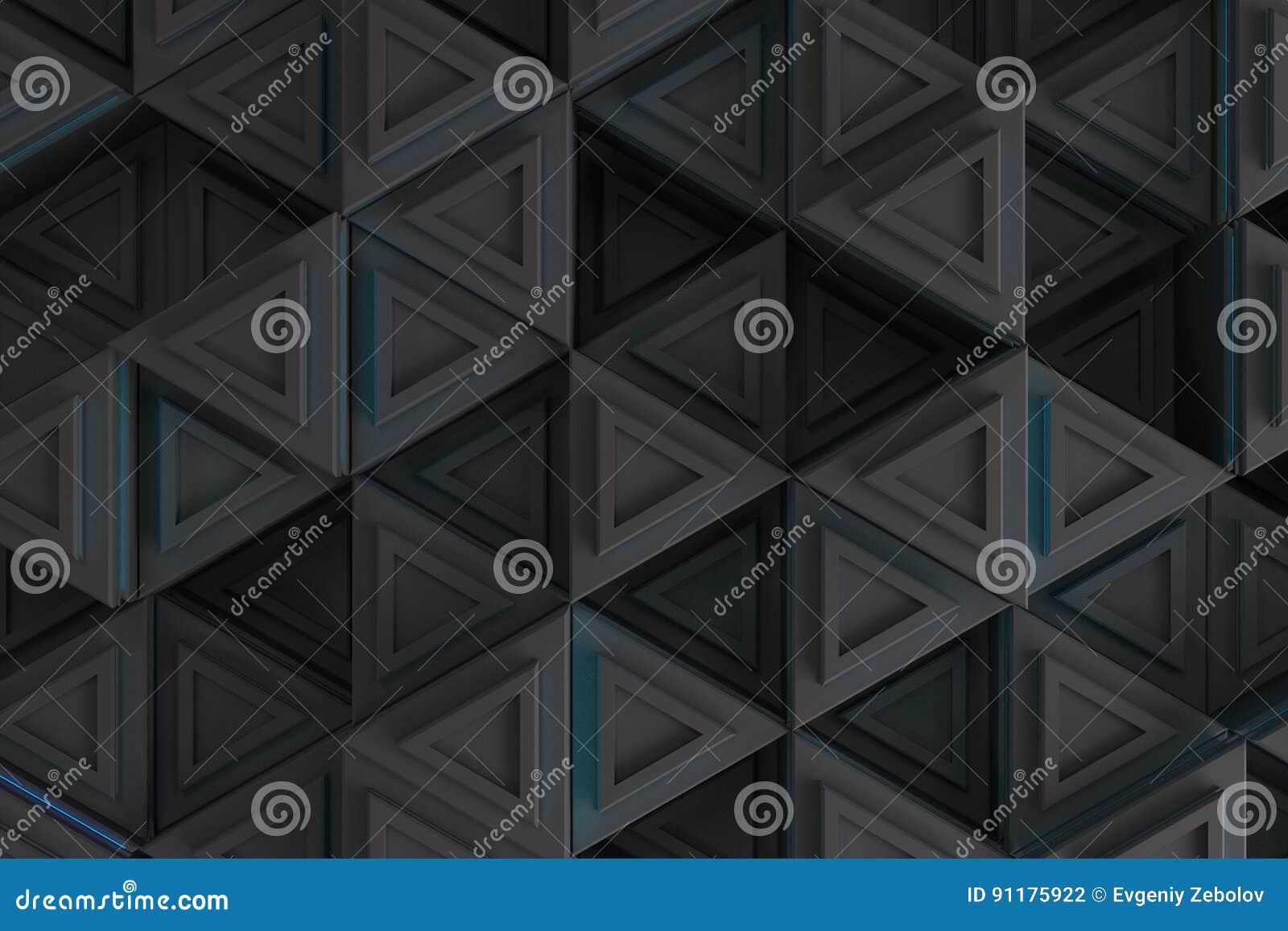 Pattern of Grey Triangle Prisms with Blue Glowing Lines Stock ...