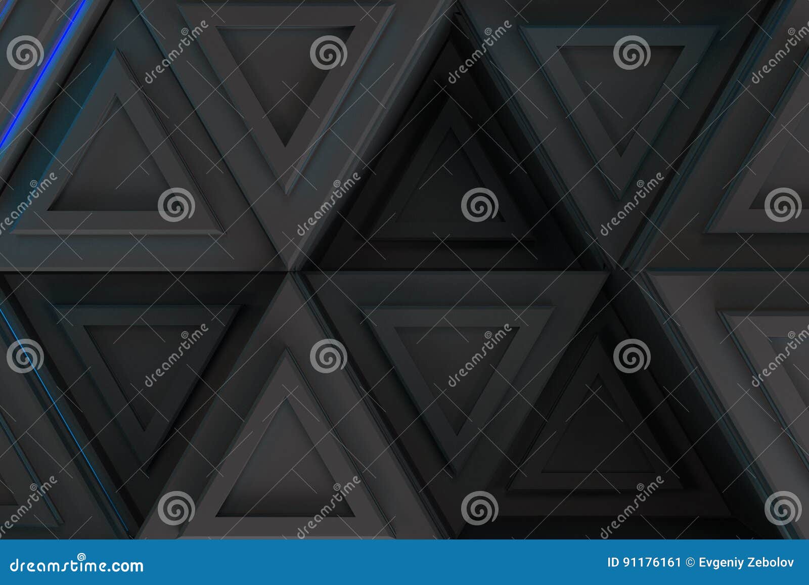 Pattern of Grey Triangle Prisms with Blue Glowing Lines Stock ...