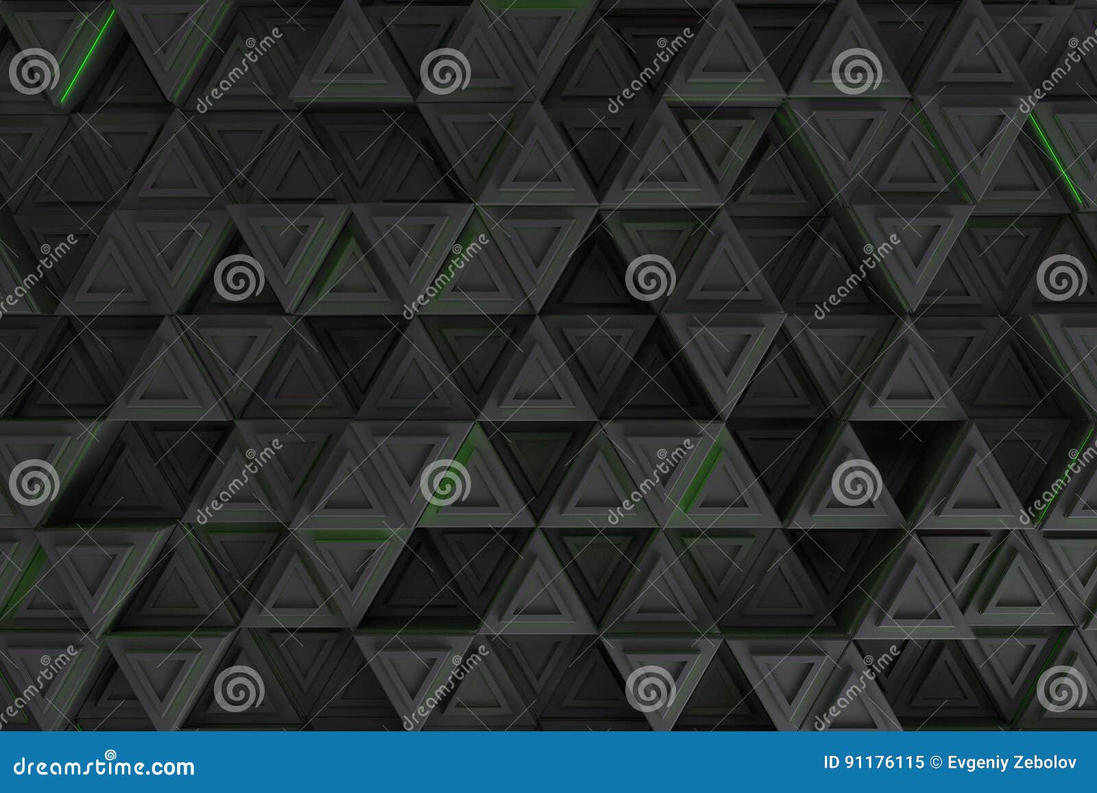 Pattern of Grey Triangle Prisms with Green Glowing Lines Stock ...
