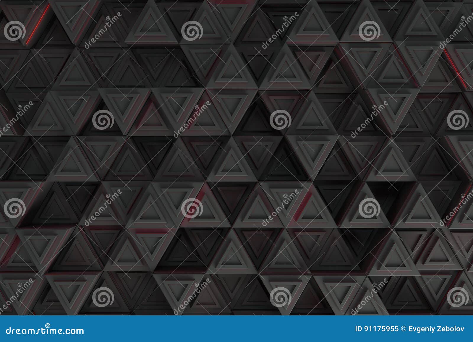Pattern of Grey Triangle Prisms with Red Glowing Lines Stock ...