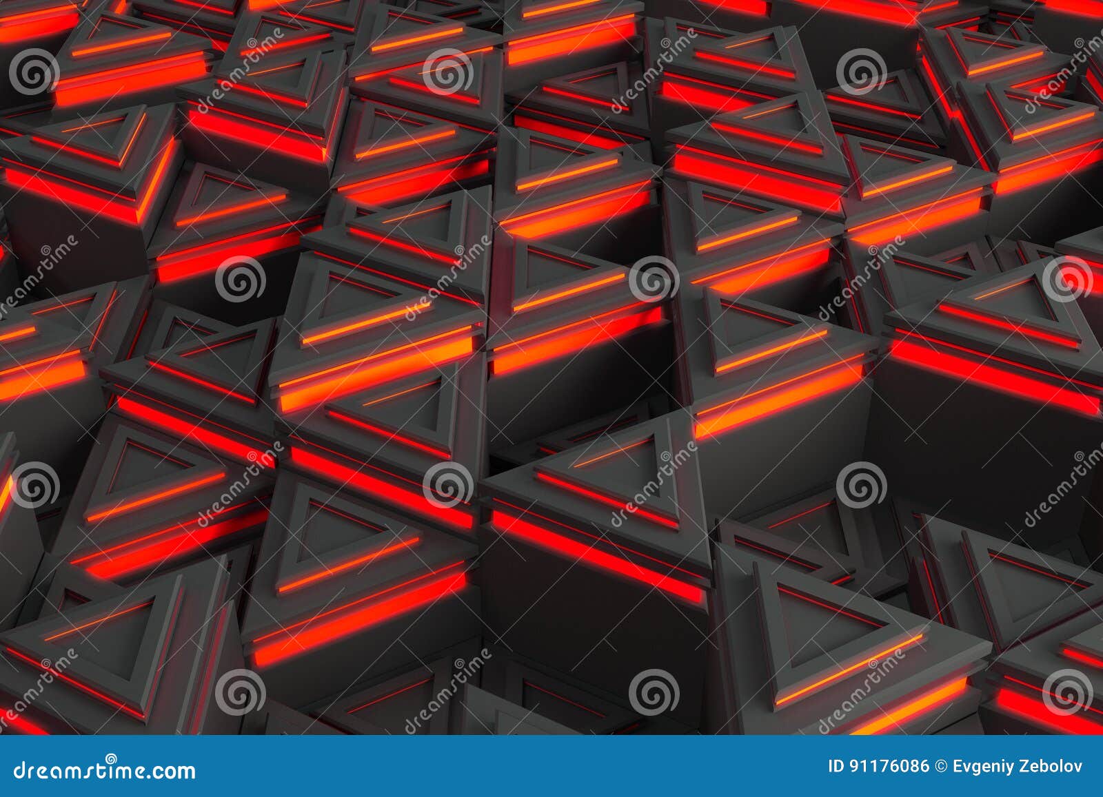 Pattern of Grey Triangle Prisms with Red Glowing Lines Stock ...