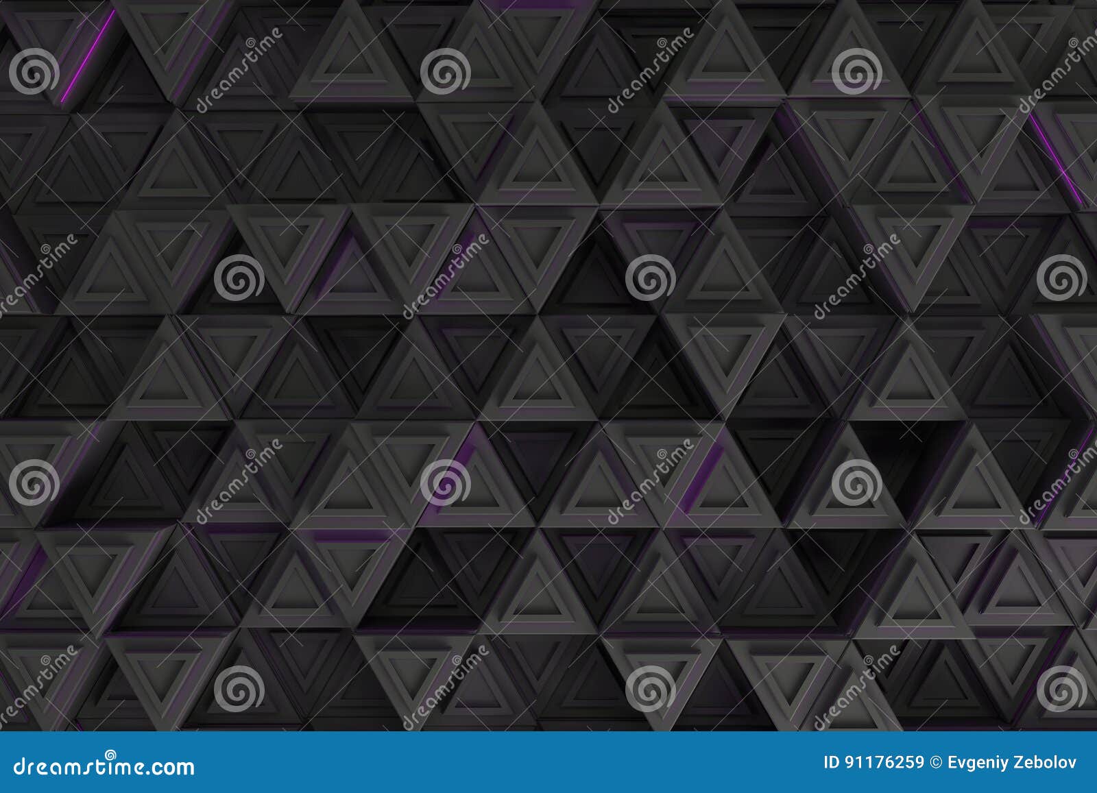 Pattern of Grey Triangle Prisms with Violet Glowing Lines Stock ...