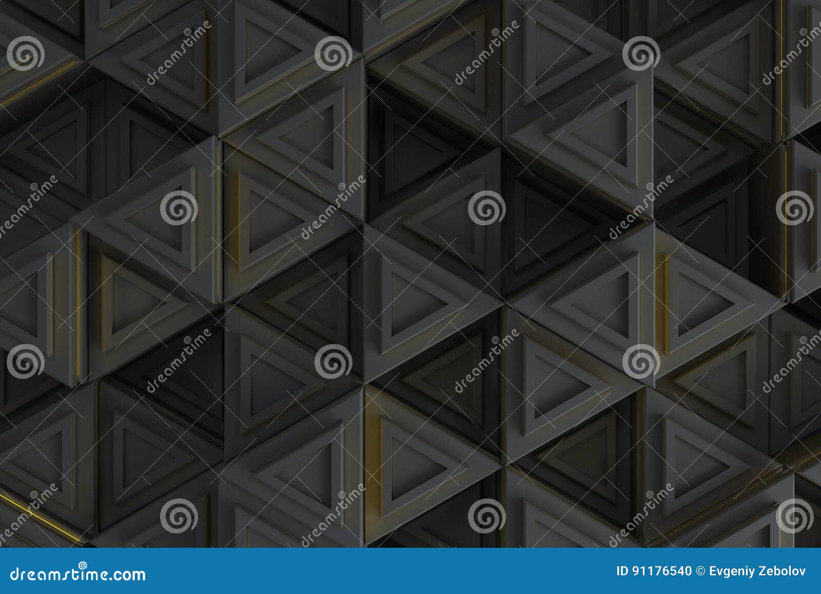 Pattern of Grey Triangle Prisms with Yellow Glowing Lines Stock ...