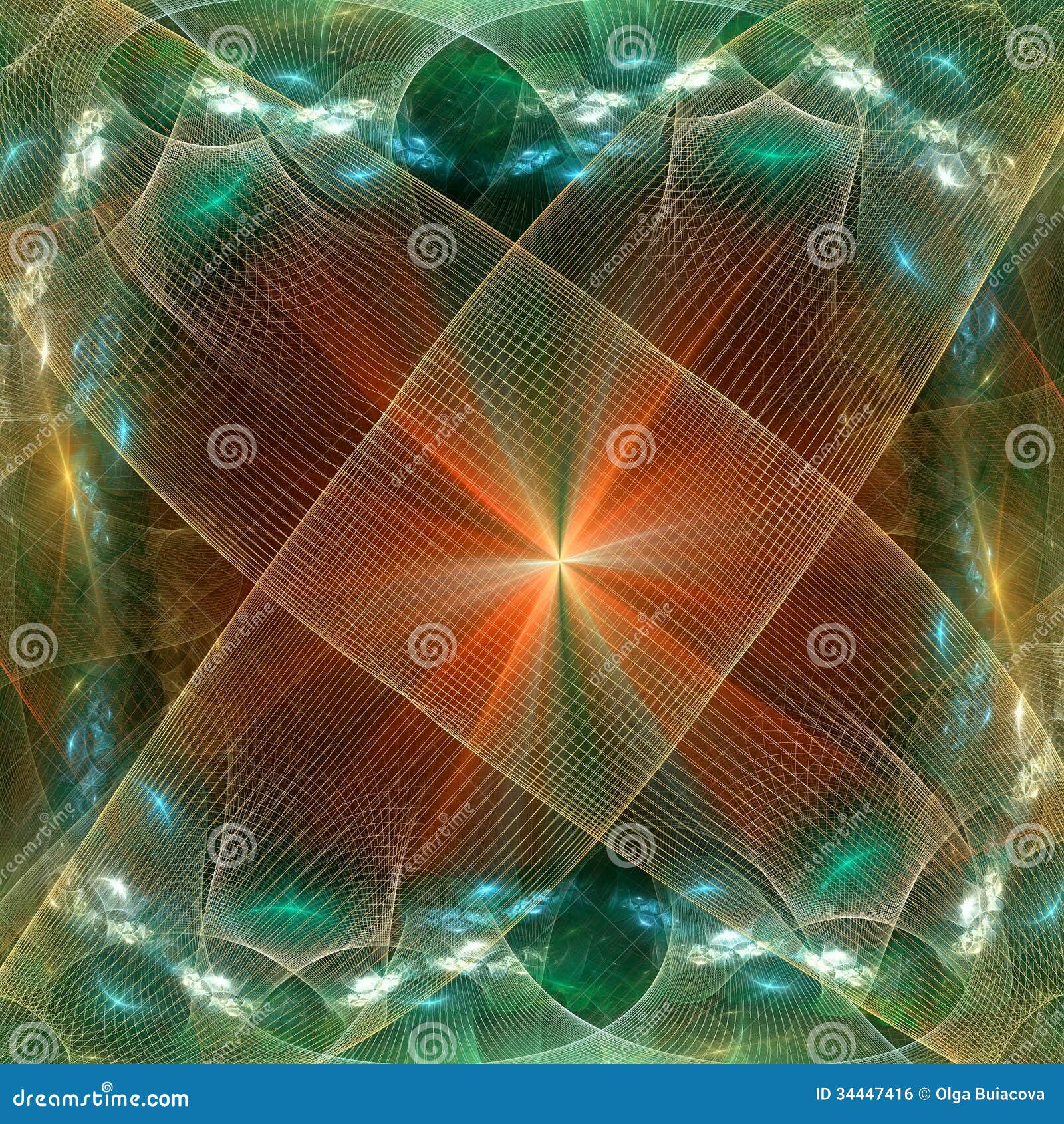 Pattern from a Grid and Bright Glowing Lights. Stock Illustration ...