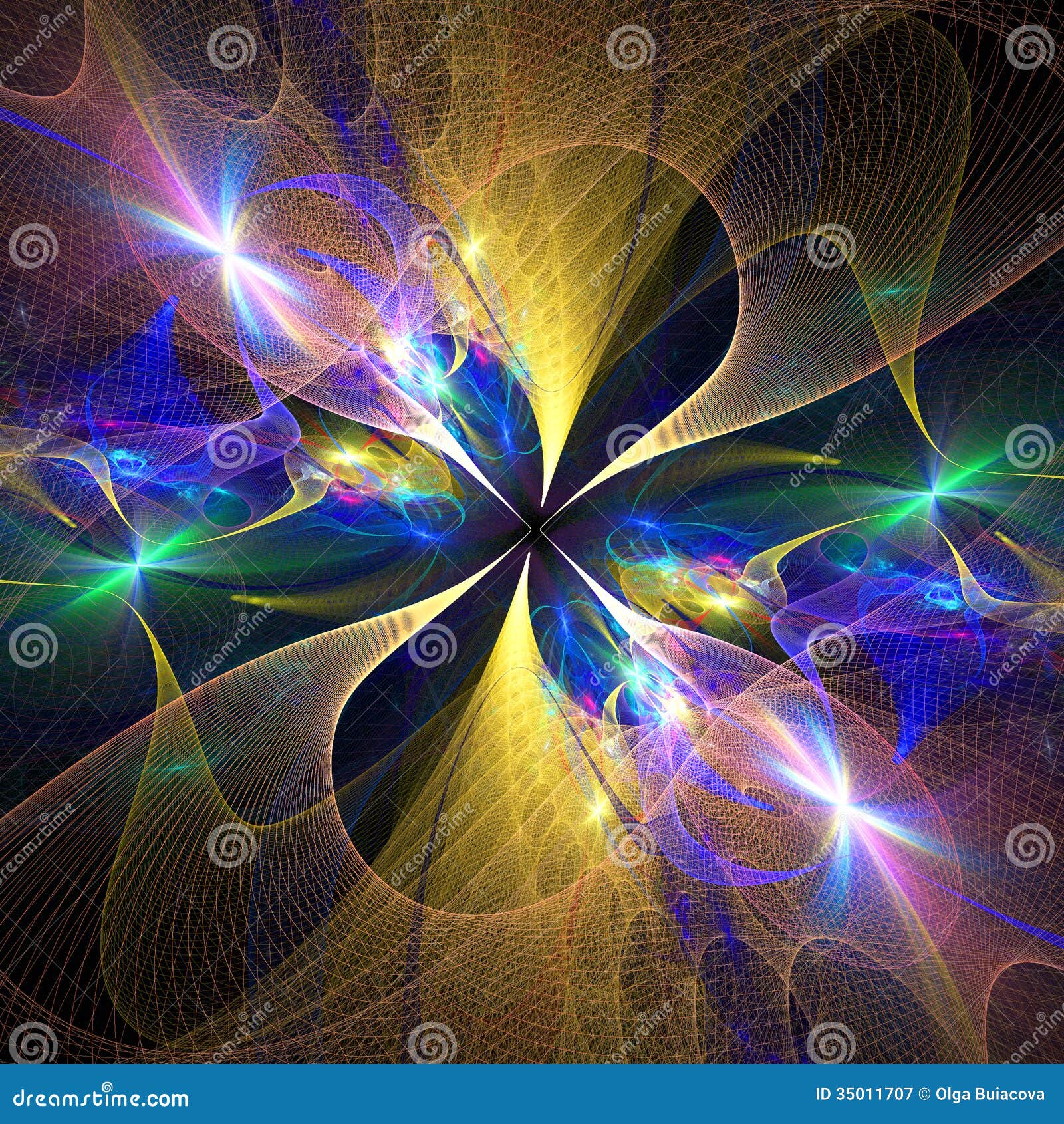 Pattern from a Grid and Bright Glowing Lights. Stock Illustration ...