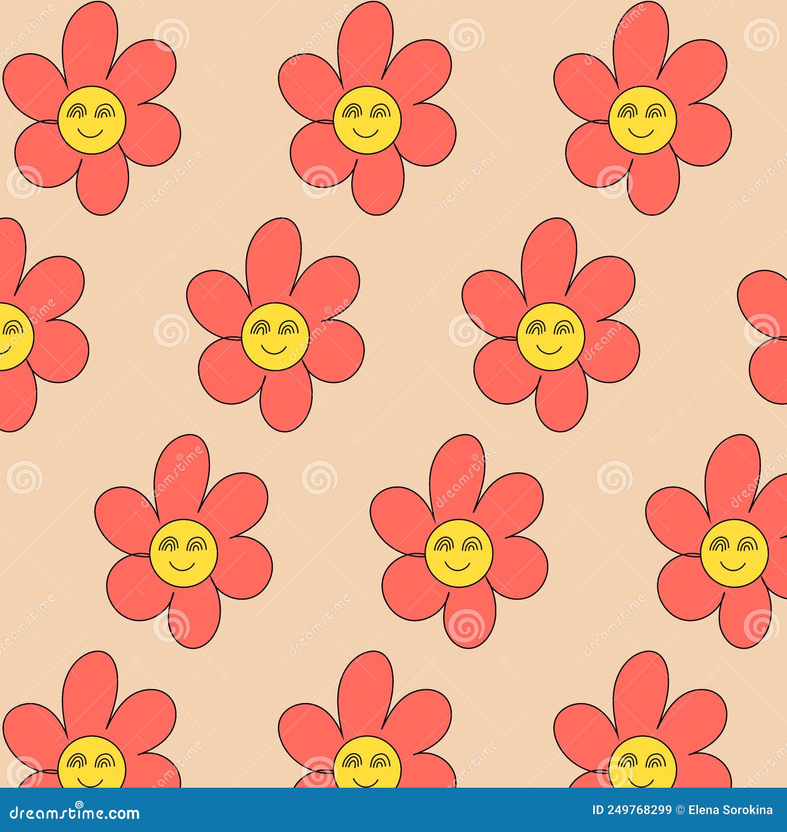 Pattern Groovy Trippy Daisy Stock Illustration - Illustration of trippy ...
