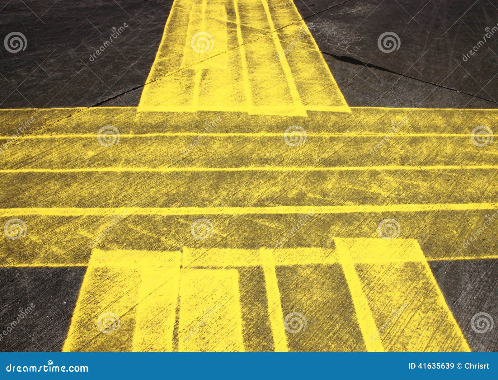 Pattern with Grunge Yellow Cross Painted on Asphalt Stock Image - Image ...