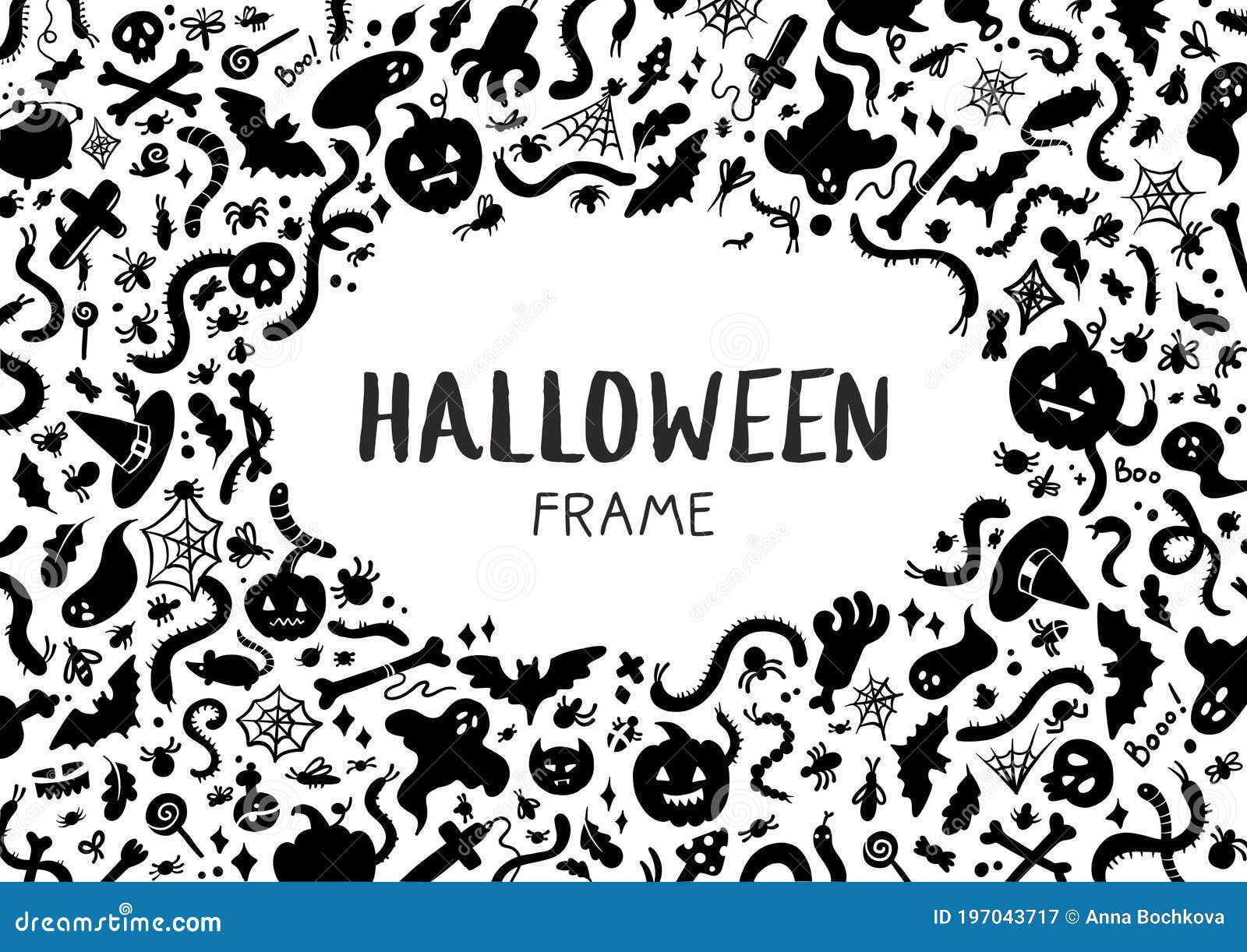 Pattern for Halloween Silhouettes Frame Stock Vector - Illustration of ...