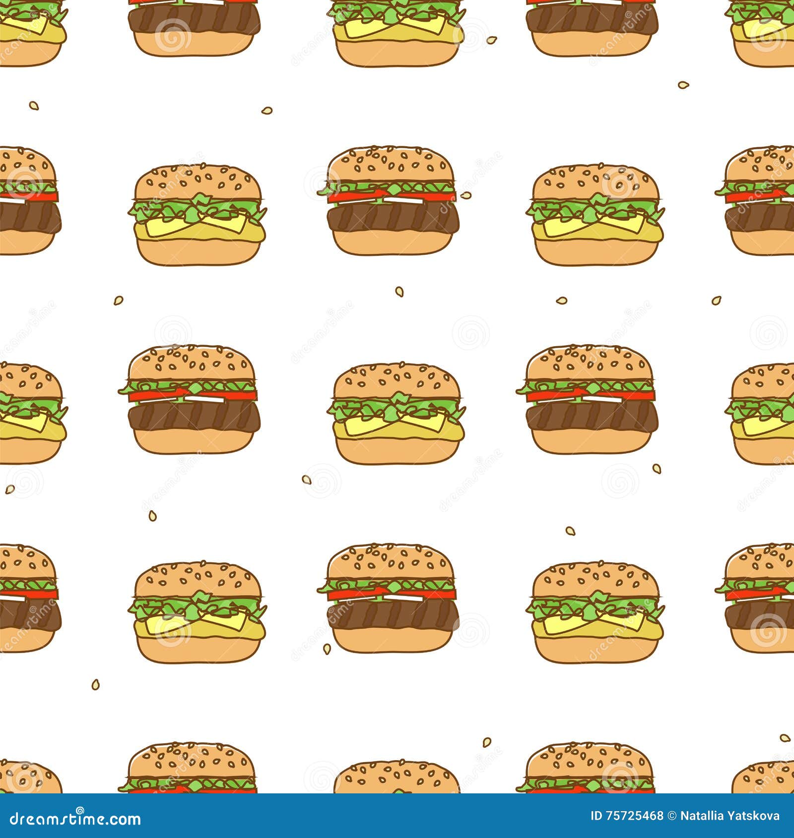 Pattern Hamburger Cheeseburger Stock Vector - Illustration of chicken ...