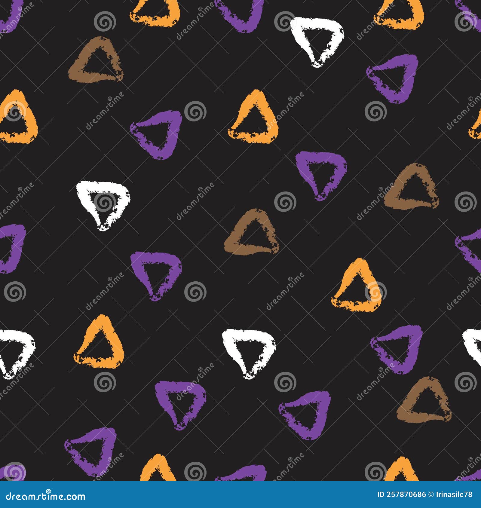 Pattern with Hand Drawn Irregular Triangles on a Black Background Stock ...