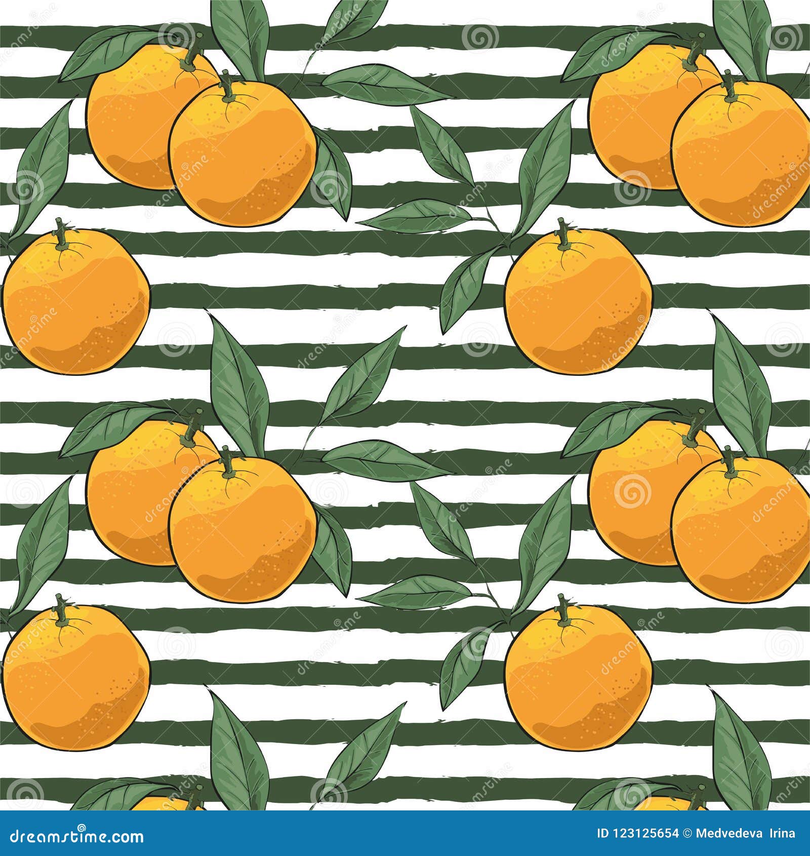 Pattern of Hand Drawn Oranges Slices with Leaves Isolated on White Background. Stock Vector ...